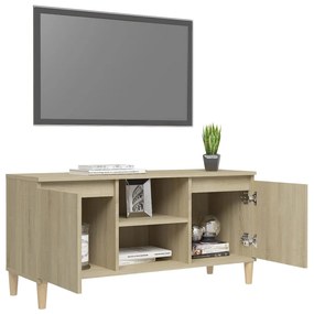 TV skříňka s nohami z masivního dřeva dub sonoma 103,5x35x50 cm - Default Title