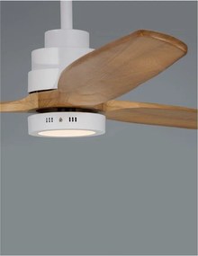 NV 9952314 Stropní ventilátor se světlem NATURE matná bílá ocel a sklo dubové dřevo 5 rychlostí 25W LED - NOVA LUCE