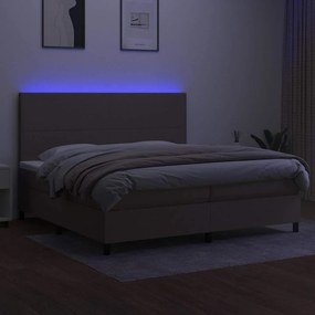 Box spring postel s matrací a LED taupe 200x200 cm textil 3134745