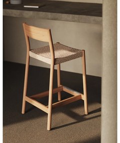 Barová židle z dubového dřeva v přírodní barvě (výška sedáku 65 cm) Yalia – Kave Home