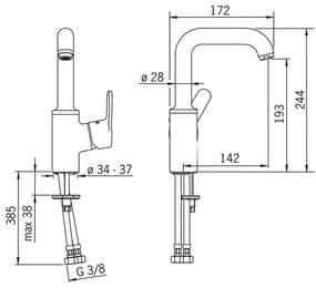 Hansa Umyvadlová baterie s horním ústím bez výpusti HANSAPRIMO 49552203