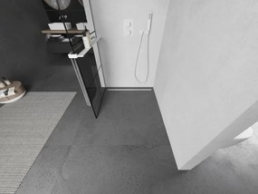 Mexen Kioto+ L, sprchová zástěna Walk-In s poličkou a věšákem 70 x 200 cm, 8mm čiré sklo černý vzor, ​​bílý profil, 800-070-123-20-77