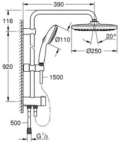 Grohe Vitalio Start Sprchový sloup Eco 103,6 cm s přepínačem, chrom 26989001