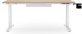 Elektrický stůl s nastavitelnou výškou ergonomický bílý/dub sonoma,1400x700 mm: ARIA
