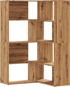 Rohová knihovna 4patrová dub artisan 85 x 85 x 140 cm kompozit 3307818