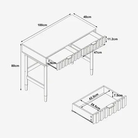Konzolový stolek s drážkovanými šuplíky TURRO