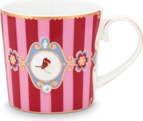 Pip Studio Love Birds Stripes sada 2 ks hrnků 165ml, červeno-růžová