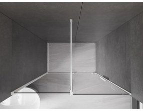 Mexen Velar, posuvné sprchové dveře do otvoru 130 cm, 8mm šedé sklo, bílá matná, 871-130-000-41-20