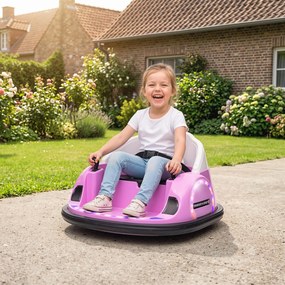 AIYAPLAY Autodráha, 360° rotace, rychlost 2 km/h, bezpečnostní pás, LED světla, hudba a klakson, růžová