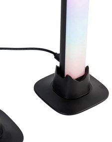 Černá stolní lampa včetně LED s dálkovým ovládáním a RGB - Arnold