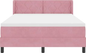 Postel s boxspringem s čelo Růžová 200 x 160 cm samet 3341533