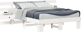 Rám postele s čelo Bílá 140 x 190 cm Masivní borové dřevo 3385695