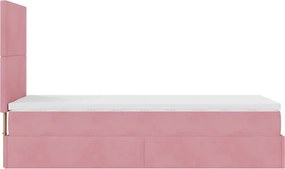 Osmanský rám postele s matracemi růžová 100x200cm samet 3313384