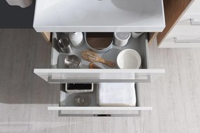 Mereo Mereo, Bino, koupelnová skříňka s keramickým umyvadlem 61 cm, bílá, dub, CN660