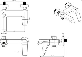 Gamma Roma, nástěnná vanová baterie, černá matná, GMA-BRW-BK