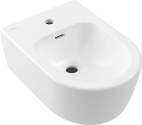 Villeroy & Boch Skyla - Závěsný bidet 530x370 mm, s přepadem, otvor pro baterii, CeramicPlus, Stone White 448200RW
