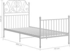 Rám postele bílý kov 90 x 200 cm 324842