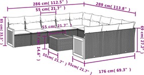 12dílná zahradní sedací souprava s poduškami černá polyratan 3260516