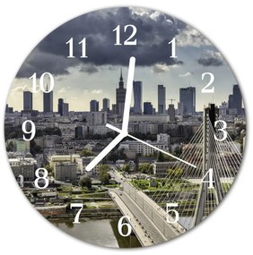 Nástenné skleněné hodiny Warsaw fi 30 cm