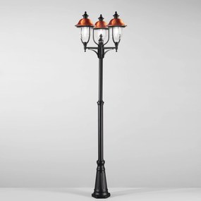 FAN LANT-VENEZIA-P3 Sloupkové svítidlo PALO VENEZIA černá/měď, 3xE27, IP44, 230 x 65 cm - FANEUROPE