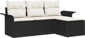 Set pohovek 4 ks 4-Počet míst Černá a krémová polyratan 3345307