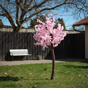 3D umělý strom Sakura 150 × 100 cm, růžová dekorace, IP44 venkovní, kov a plast
