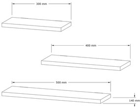 Police v dekoru dubu v sadě 3 ks Leila - Kalune Design