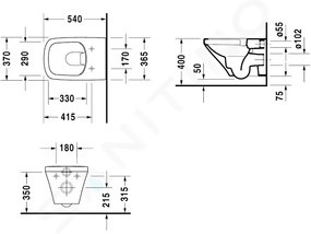 DURAVIT - DuraStyle Závěsné WC, Rimless, s HygieneGlaze, alpská bílá (2538092000)