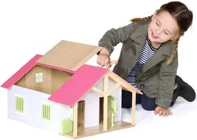 KIDS GLOBE Stáj pro koně s dílnou / 1:24 / Dřevěná stavebnice / od 3 l