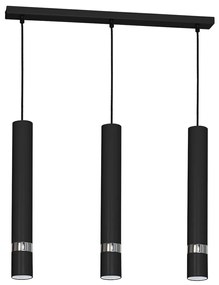 Závěsné svítidlo Joker, 3x černé kovové stínítko, b/ch