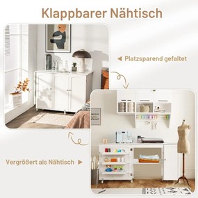 Costway Skládací šicí stůl Šicí skříň všestranný – 158 × 50 × 75 cm