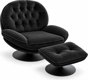LuxuryForm DESIGN Otočné křeslo LUNA s podnožkou - černé