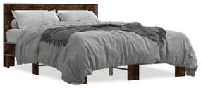 Rám postele kouřový dub 120 x 190 cm kompozitní dřevo a kov