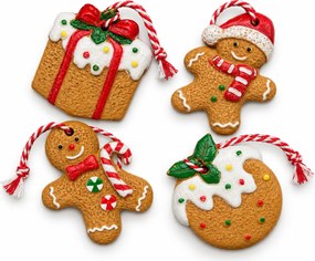 Sada 4 ks vánočních ozdob COOKIE CHRISTMAS 6 cm