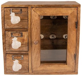 Dřevěná nástěnná skříňka na klíče se šuplíčky Chick Bei  - 31*10*31 cm