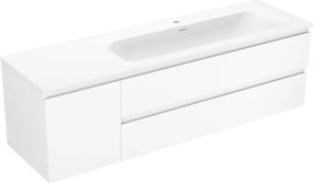 Mexen Orio, koupelnová skříňka 160 cm s pravým umyvadlem Vela, 2S, 1D, bílá matná, 91A13-16047-3-BBFFFF01-W23P01