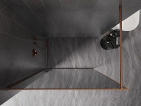 Mexen, Mexen Kioto-XF sprchová stěna s rámem 120 x 202 cm, grafit 10 mm, broušená měď - 800-120-104-65-40-X