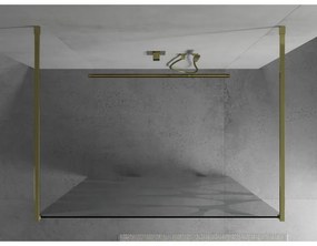 Mexen Kioto, průchozí sprchová zástěna 100 x 200 cm, 8mm sklo čiré/bílý vzor, 2x zlatá stabilizační rozpěra, 800-100-002-50-97