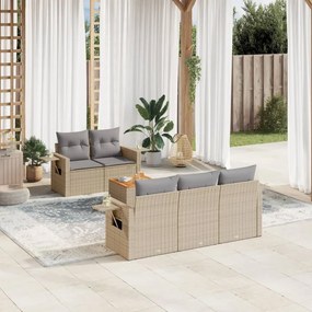 6dílná zahradní sedací souprava a podušky mix béžové polyratan 3256780