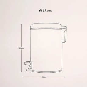 Koupelnový zlatý koš STEG s pomalým zavíráním, vyjímatelná nádoba, 3 l