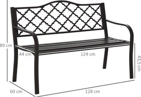 Outsunny 3-místná zahradní lavice v stylu venkovského chic pro terasu 128D x 60Š x 89V cm, odolná proti korozi, s epoxidovým kovem a litinou | Aosom