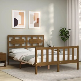 Rám postele s čelem medově hnědý 120 x 200 cm masivní dřevo,  3192554 HangarStore.cz