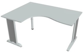 Stůl ergo oblouk pravý 160×120/80 cm - Hobis Flex FE 2005 P Dekor stolové desky: šedá, Barva nohou: Stříbrná