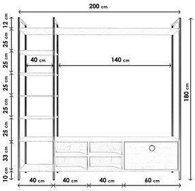 Obývací stěna Siyah Demirli 180 cm černá
