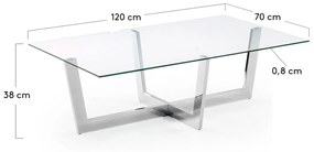 OnaDnes -20% Skleněný konferenční stolek Kave Home Plam 120 x 70 cm