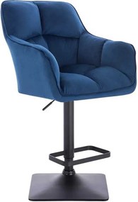 LuxuryForm DESIGN Barová židle AMALFI VELUR na černé hranaté podstavě - modrá