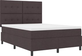Postel s boxspringem s čelo Tmavě hnědá 140 x 200 cm textil 3339395