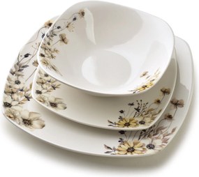 Porcelánová jídelní sada LEA Prime 18 ks bílá/béžová