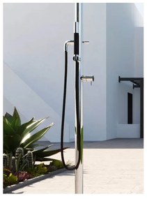 Fontealta Venkovní sprcha Skinny leštěný nerez bez nezámrzného systému s ruční sprchou montážní box v podlaze