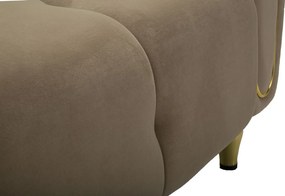 Designové sametové křeslo Alma šedobéžové/zlaté